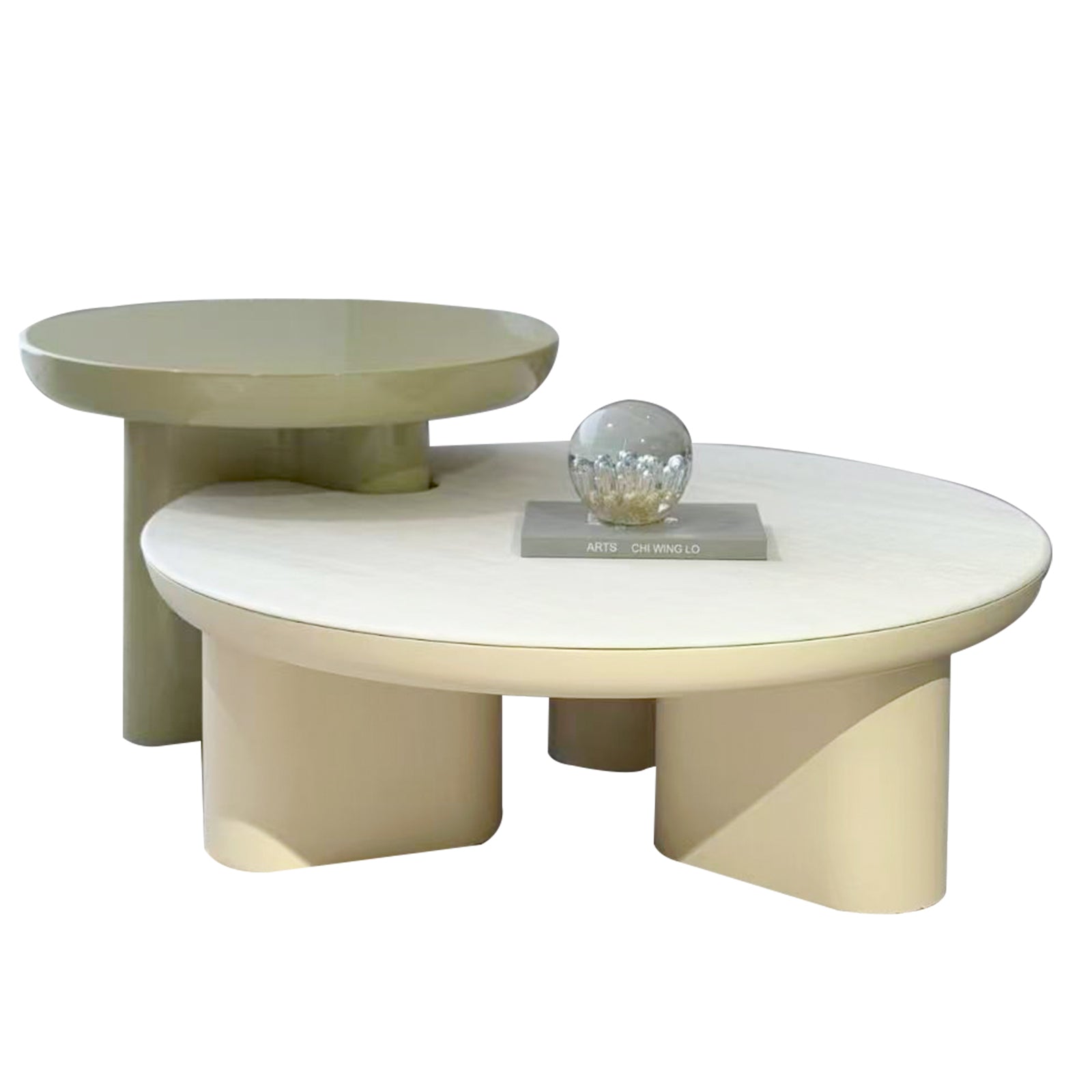 White And Green Combination Round Coffee Table Living Room Furniture